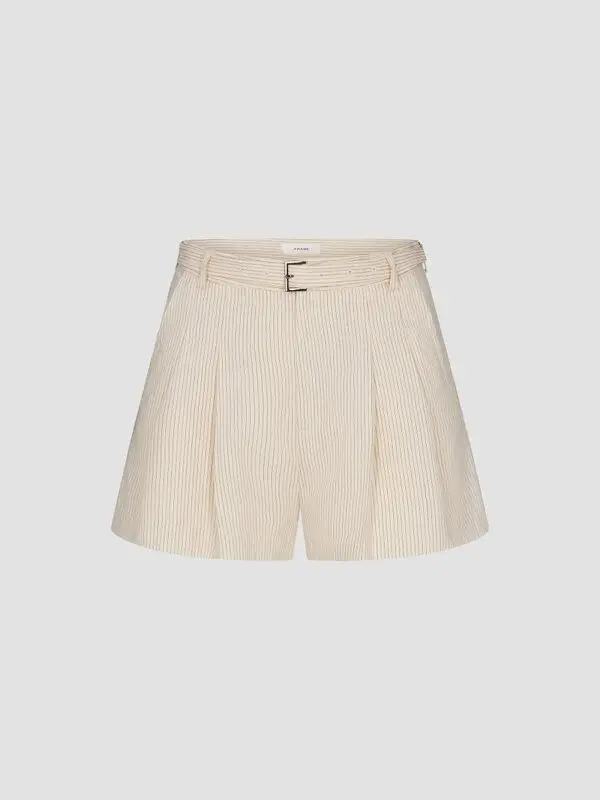 FRAME The Striped Soho Wide-leg Belted Shorts