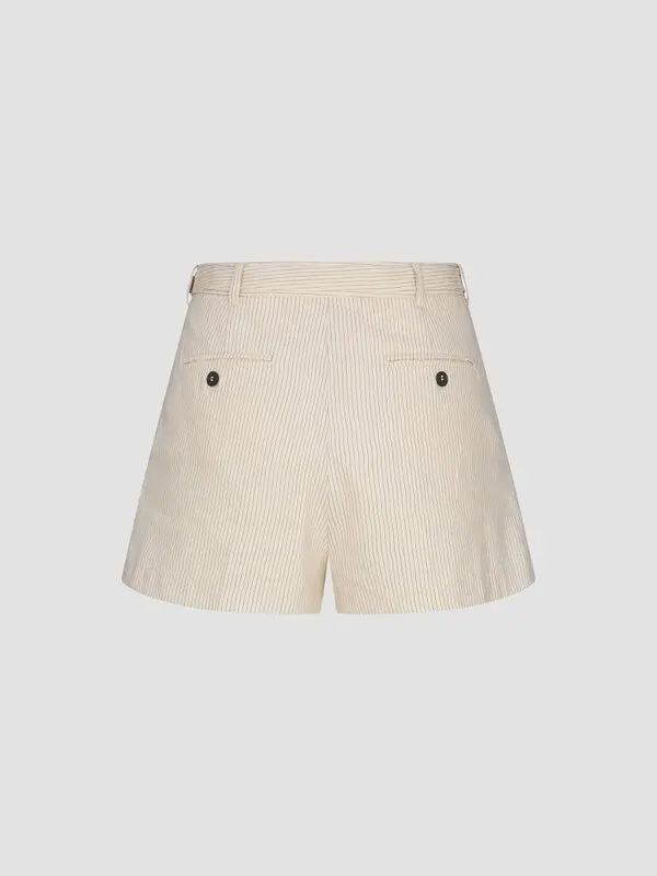 FRAME The Striped Soho Wide-leg Belted Shorts