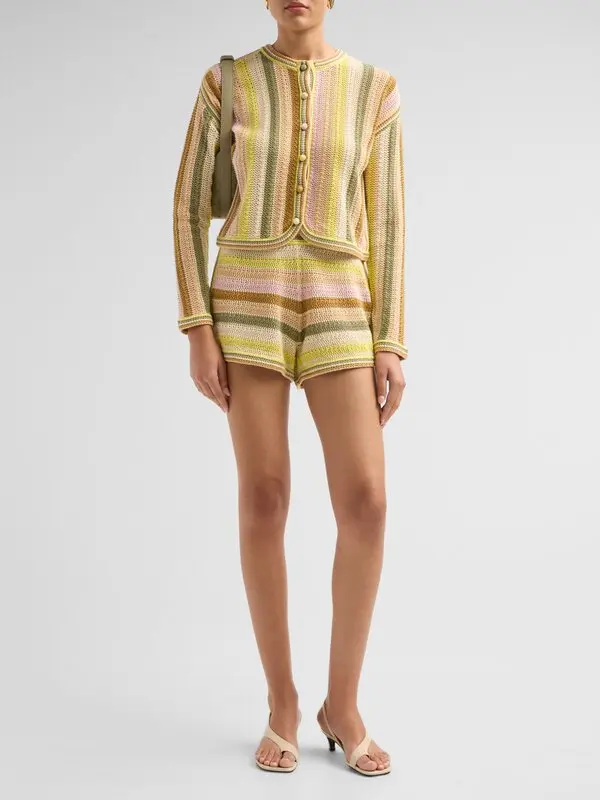 Zimmermann Indra Striped Crochet Cotton Cardigan