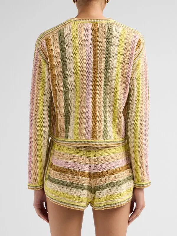 Zimmermann Indra Striped Crochet Cotton Cardigan