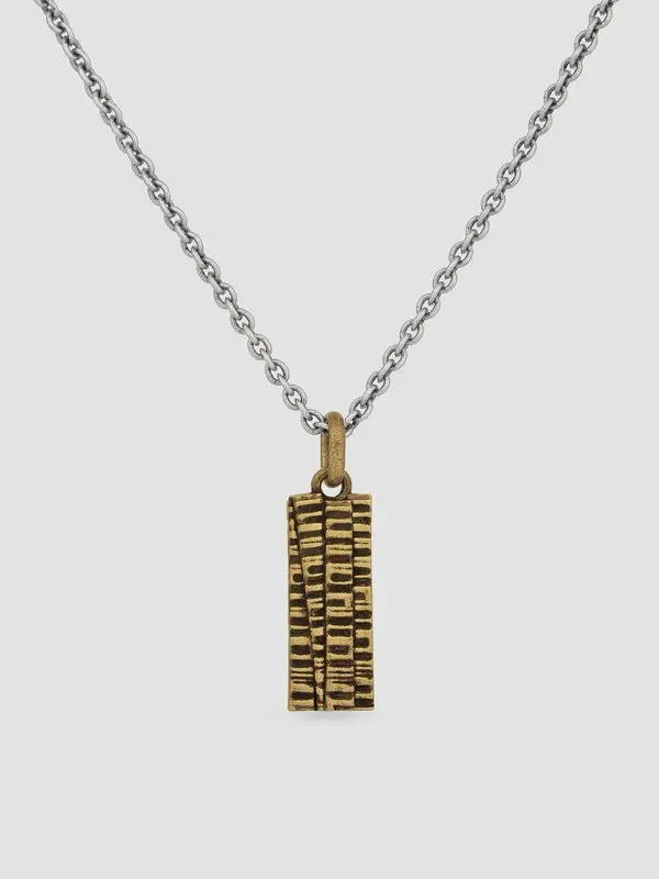 John Varvatos Notched Sterling Silver & Brass Pendant Necklace