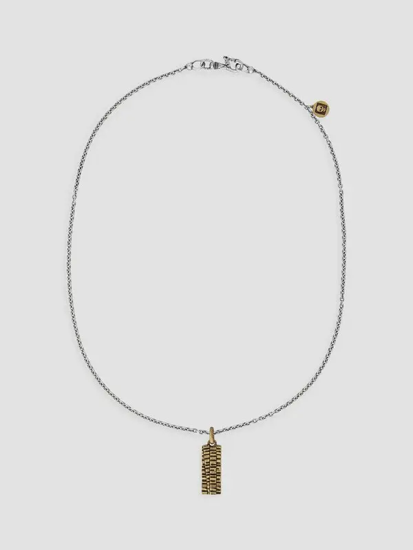 John Varvatos Notched Sterling Silver & Brass Pendant Necklace