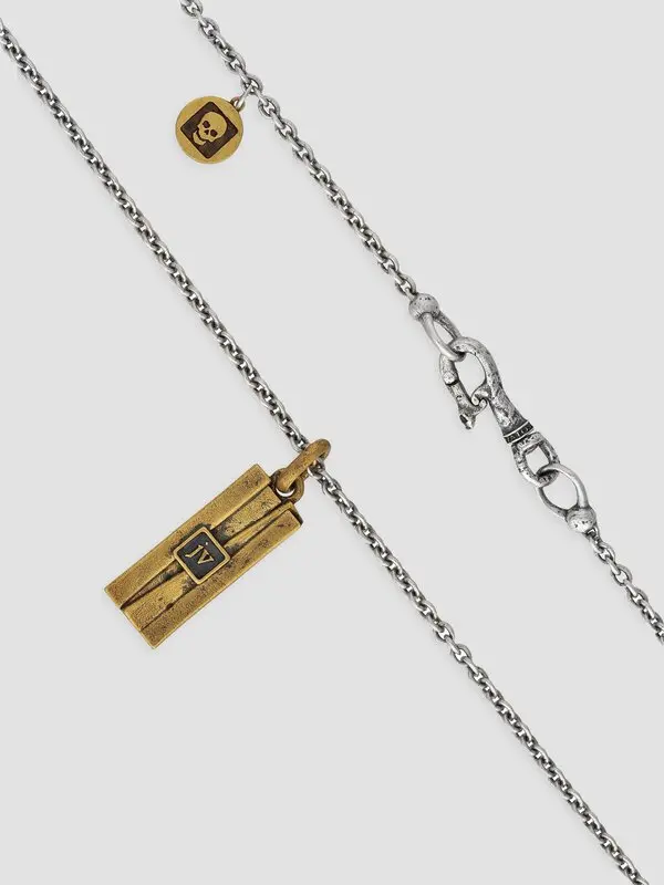 John Varvatos Notched Sterling Silver & Brass Pendant Necklace