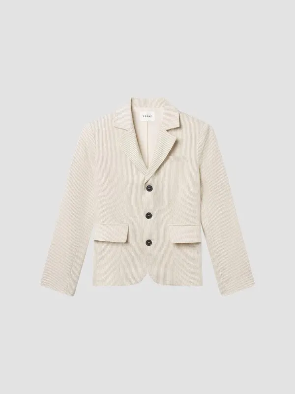 FRAME Striped Cotton-blend Single-breasted Blazer
