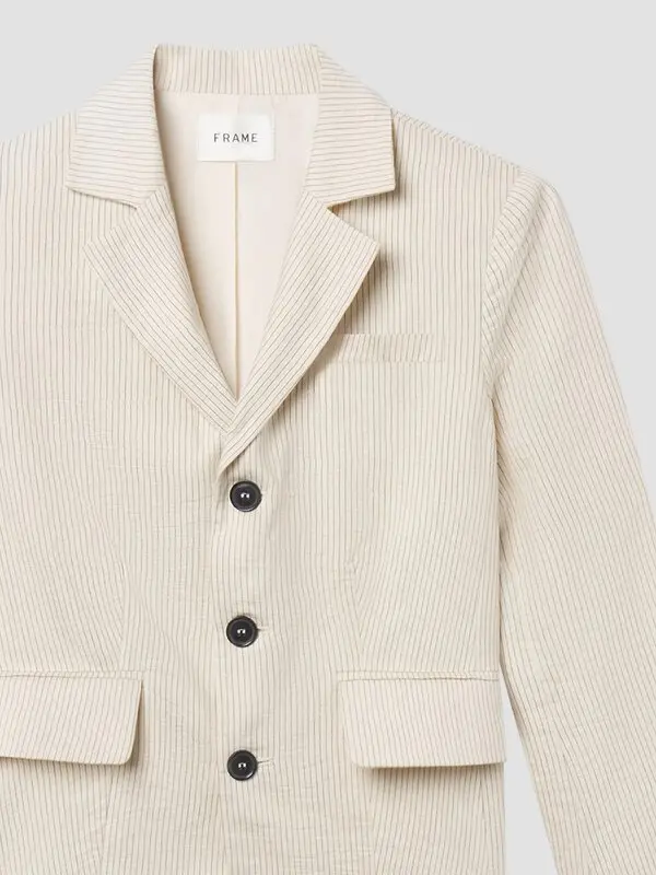 FRAME Striped Cotton-blend Single-breasted Blazer