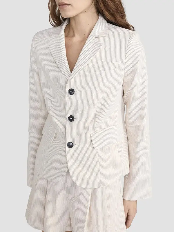 FRAME Striped Cotton-blend Single-breasted Blazer