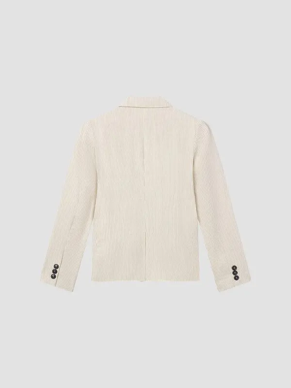 FRAME Striped Cotton-blend Single-breasted Blazer