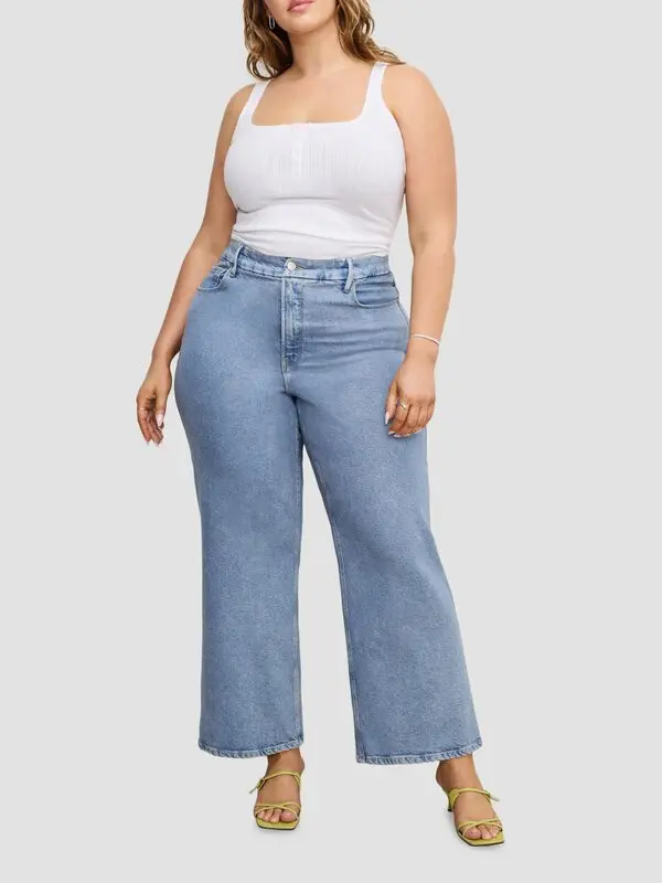 Good American Soft Tech Good Skate Wide Crop Jeans