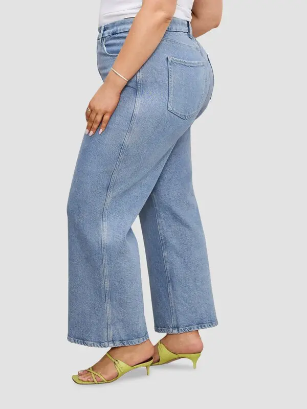 Good American Soft Tech Good Skate Wide Crop Jeans