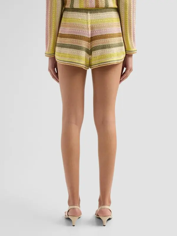 Zimmermann Indra Stripe Crochet Cotton Shorts