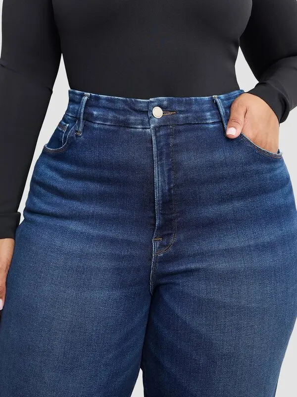 Good American Soft Tech Good True Straight Jeans