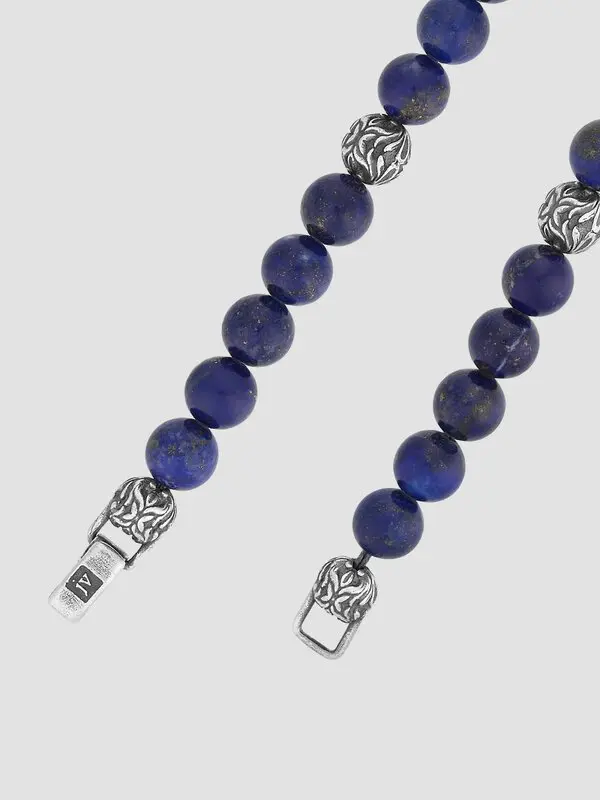 John Varvatos Gothic Sterling Silver & Lapis Lazuli Beaded Bracelet