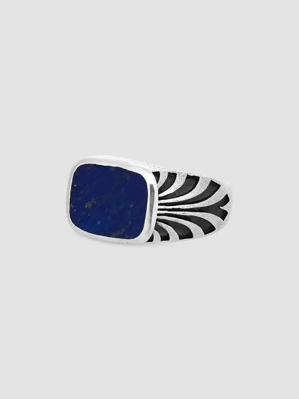 John Varvatos Deco Sterling Silver & Lapis Lazuli Signet Ring