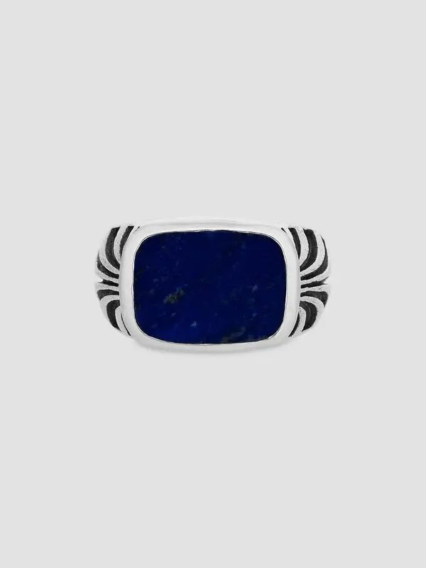 John Varvatos Deco Sterling Silver & Lapis Lazuli Signet Ring