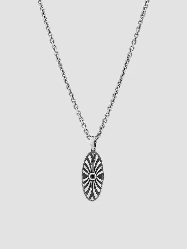 John Varvatos Deco Sterling Silver & 0.15 Tcw Black Diamond Pendant Necklace - Grey