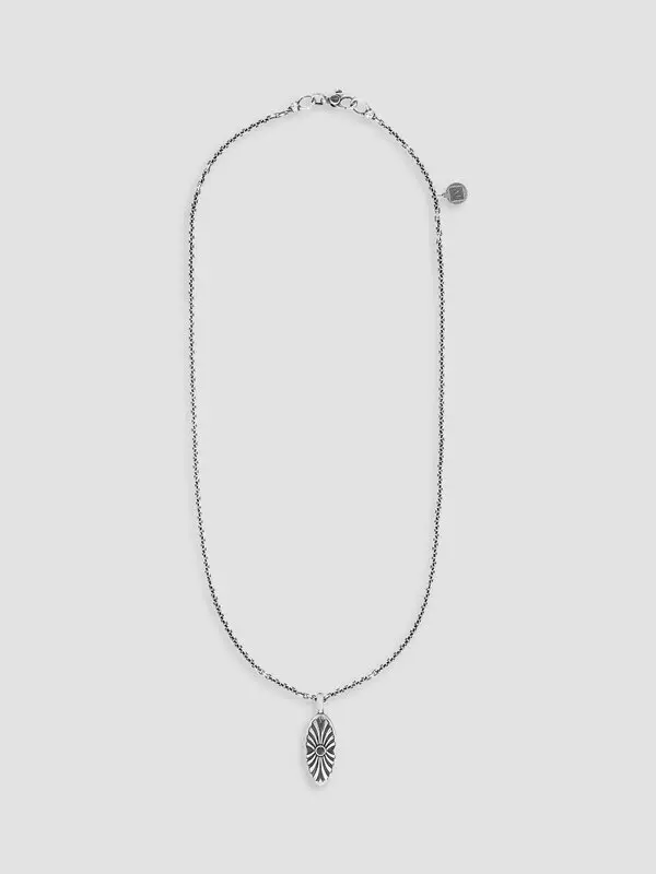 John Varvatos Deco Sterling Silver & 0.15 Tcw Black Diamond Pendant Necklace