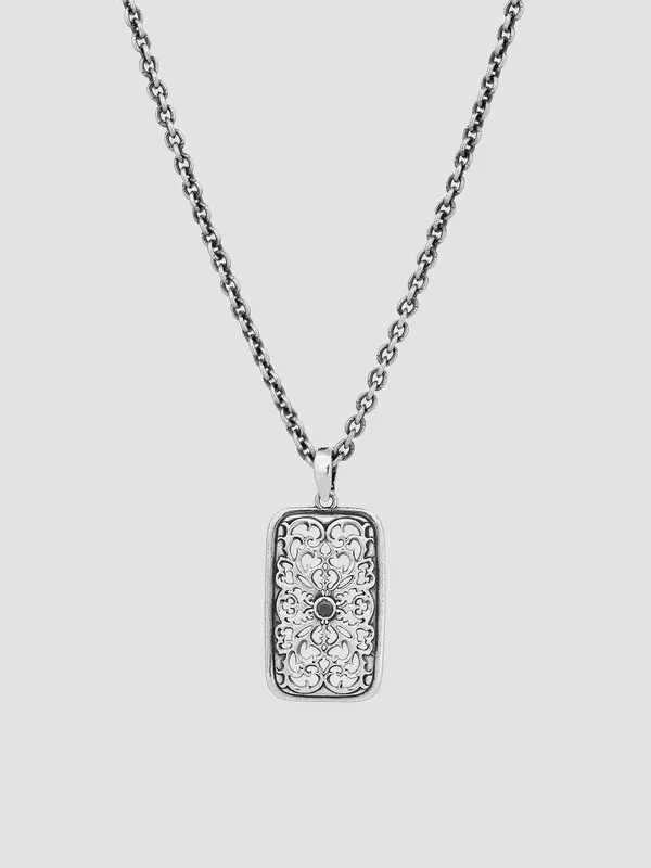 John Varvatos Gothic Sterling Silver & 0.09 Tcw Diamond Pendant Necklace