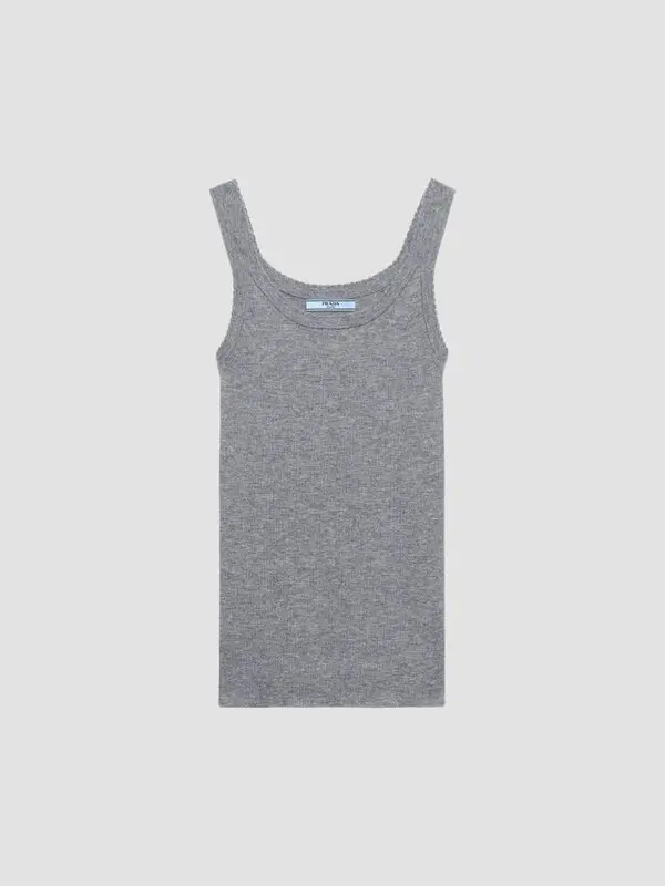 Prada Ribbed Knit Cashmere Tank Top