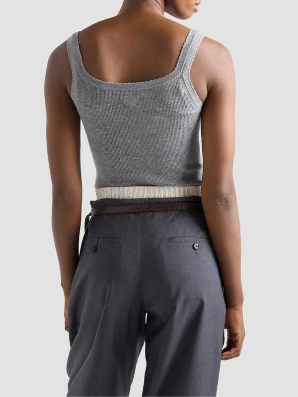 Prada Ribbed Knit Cashmere Tank Top