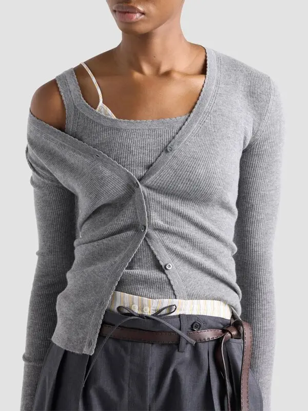 Prada Ribbed Knit Cashmere Tank Top