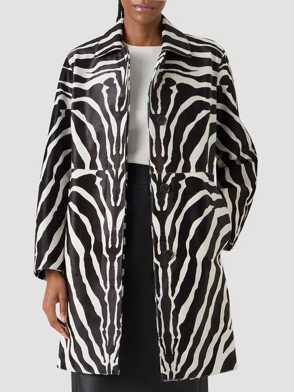 Akris Laron Zebra-print Leather Coat