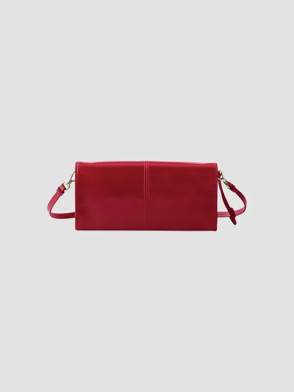 Prada Leather Wallet With Shoulder Strap - Red