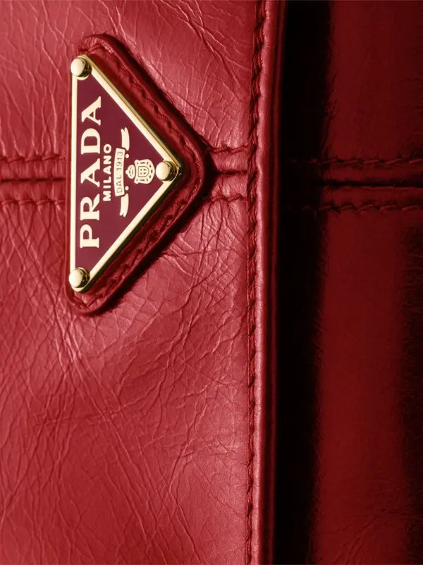 Prada Leather Wallet With Shoulder Strap - Red