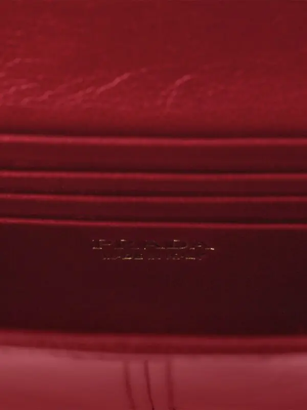 Prada Leather Wallet With Shoulder Strap - Red
