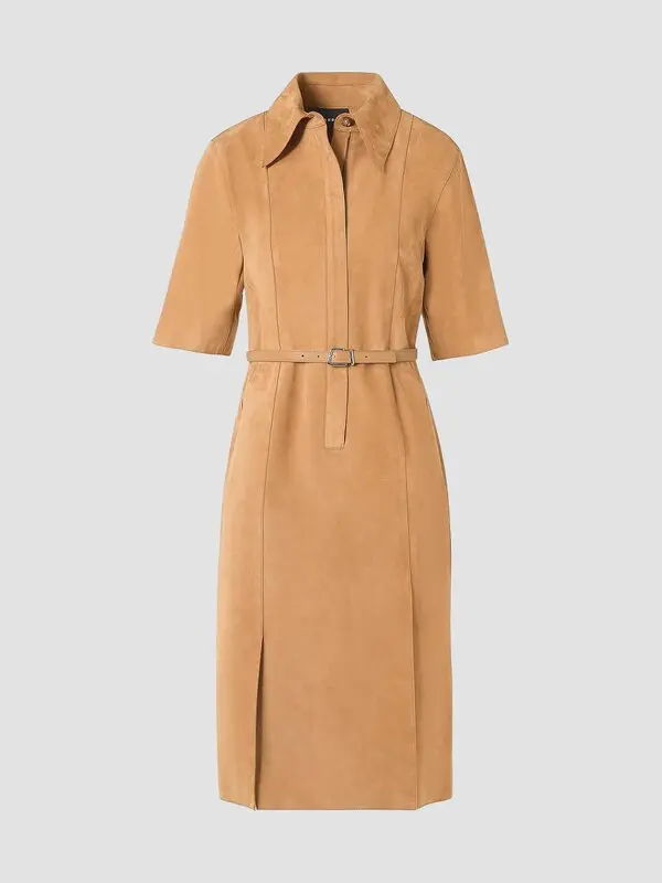 Akris Suede Belted Shirtdress