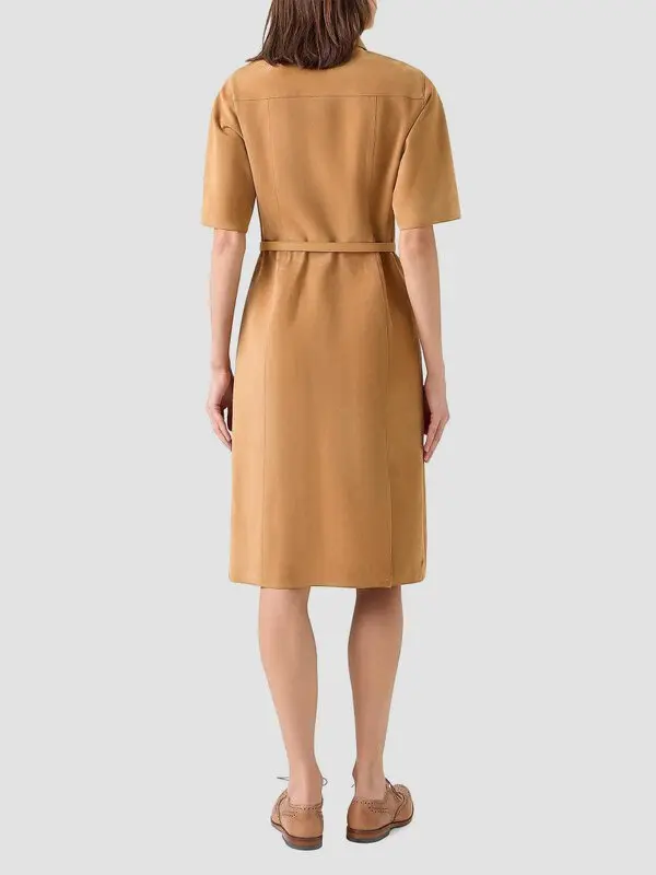 Akris Suede Belted Shirtdress