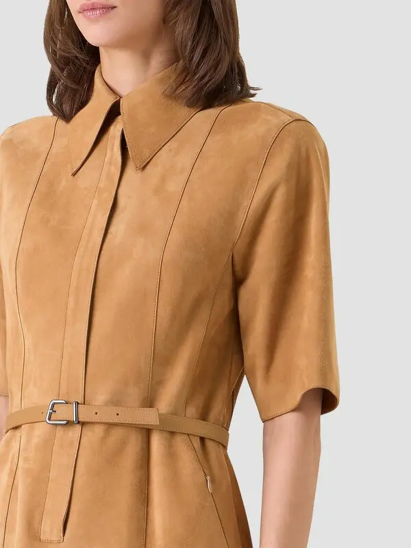 Akris Suede Belted Shirtdress