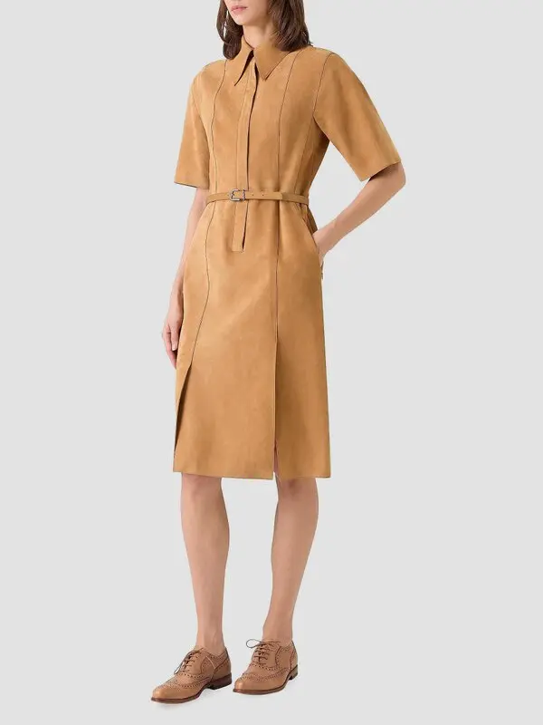 Akris Suede Belted Shirtdress