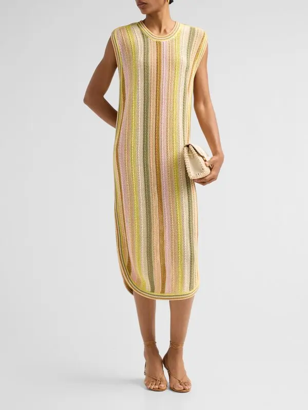 Zimmermann Indra Striped Crochet Cotton Midi Dres