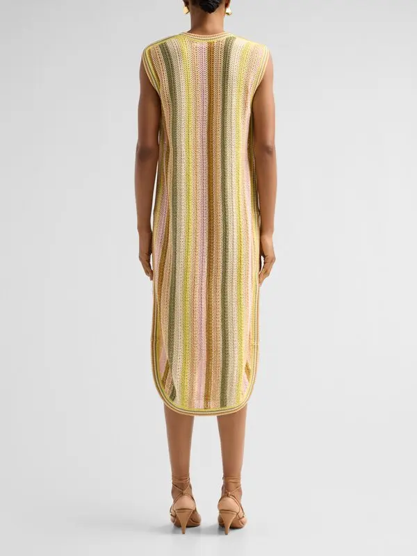 Zimmermann Indra Striped Crochet Cotton Midi Dres