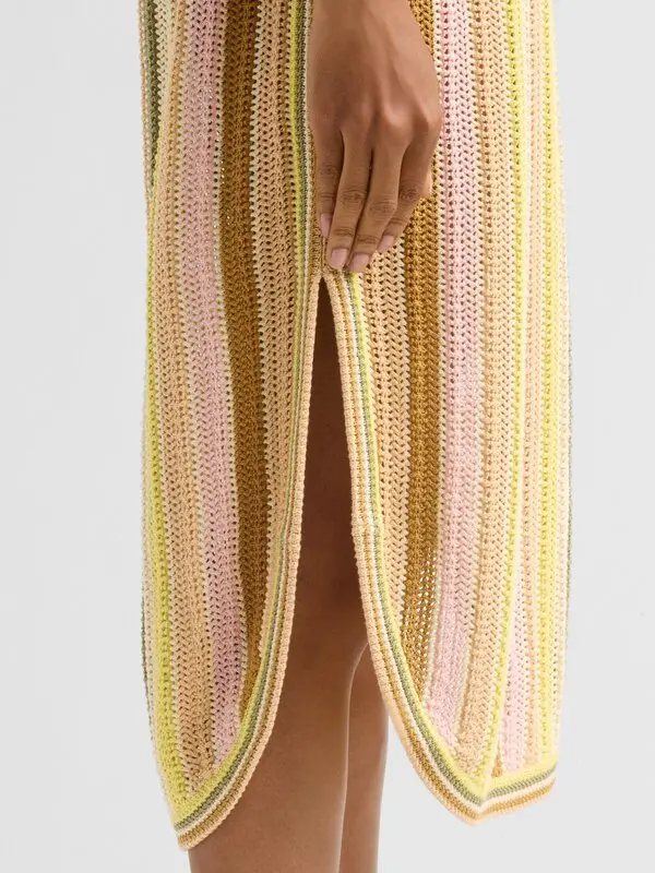 Zimmermann Indra Striped Crochet Cotton Midi Dres