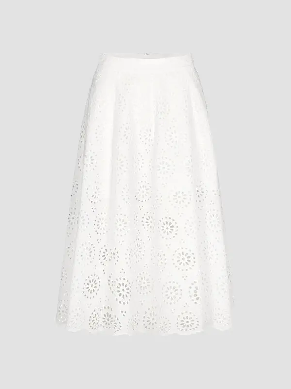 FRAME The Solstice Eyelet Midi-skirt