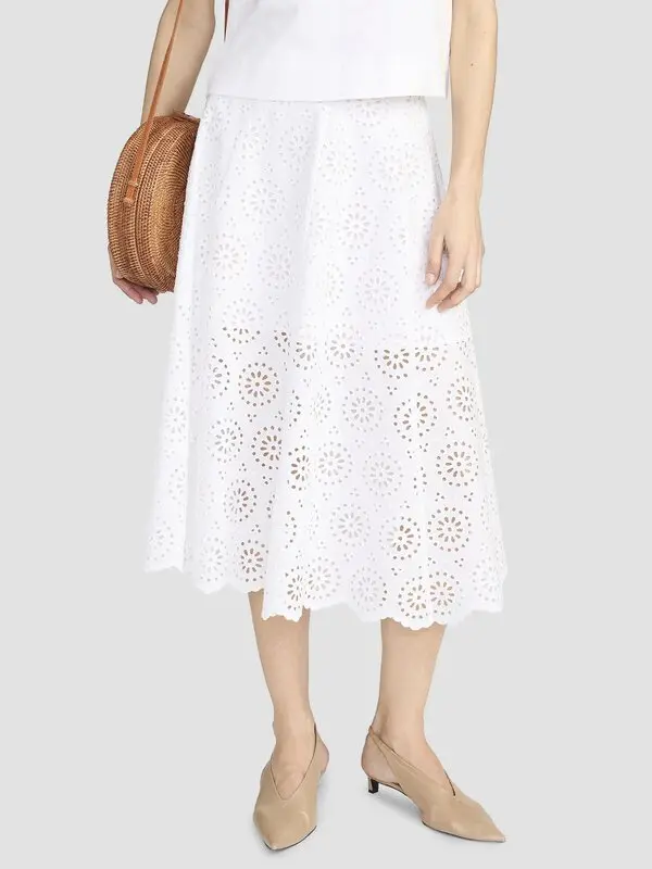 FRAME The Solstice Eyelet Midi-skirt