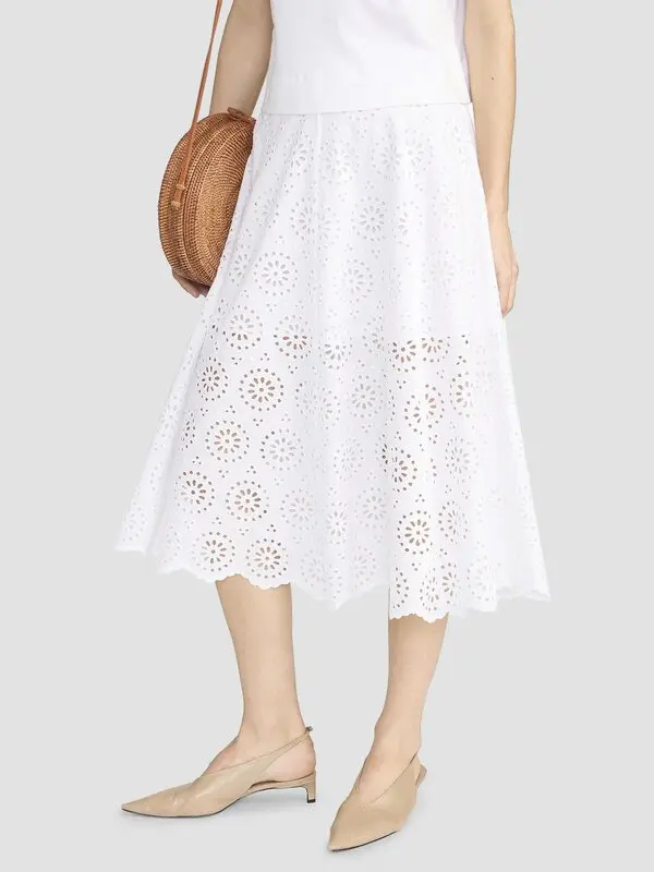 FRAME The Solstice Eyelet Midi-skirt