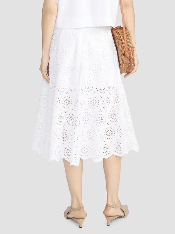 FRAME The Solstice Eyelet Midi-skirt