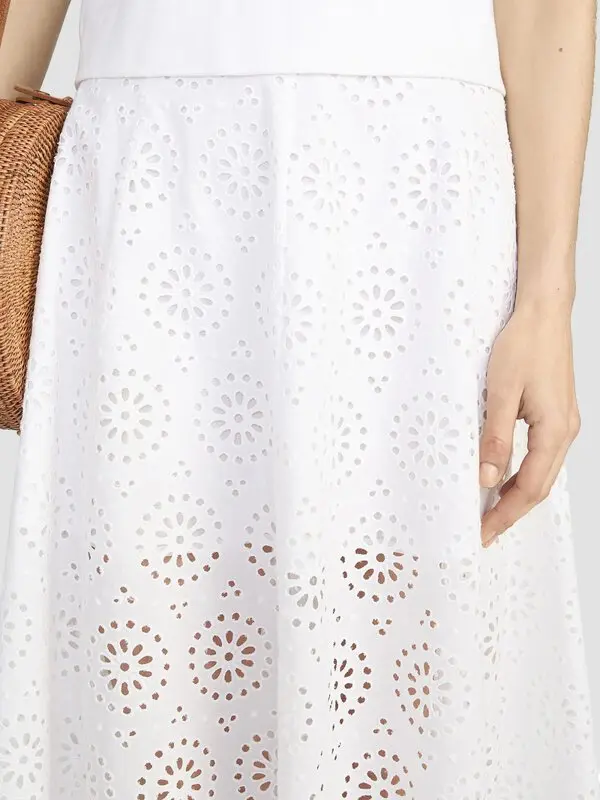 FRAME The Solstice Eyelet Midi-skirt