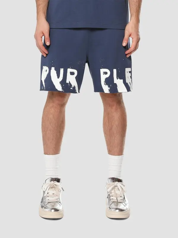 PURPLE BRAND Logo Fleece Shorts - Blue