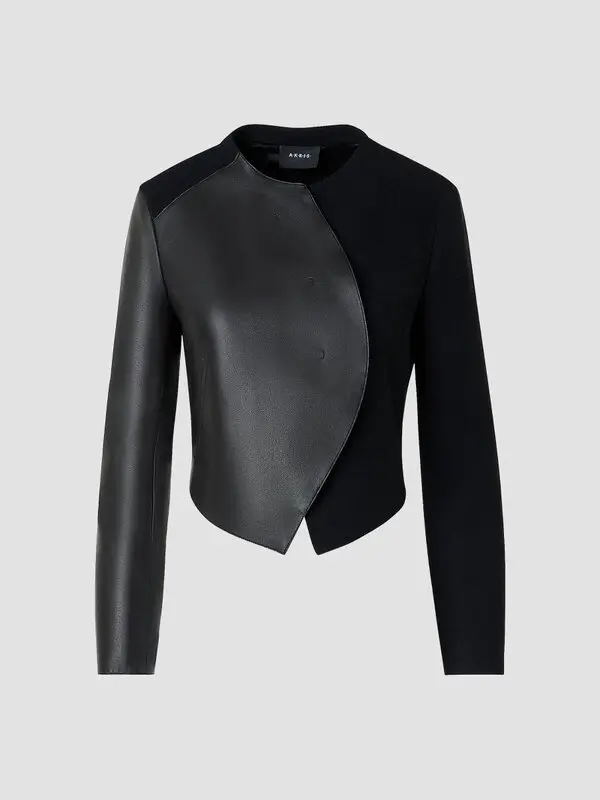 Akris Hynora Leather-inset Virgin Wool Jacket