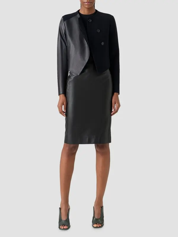 Akris Hynora Leather-inset Virgin Wool Jacket