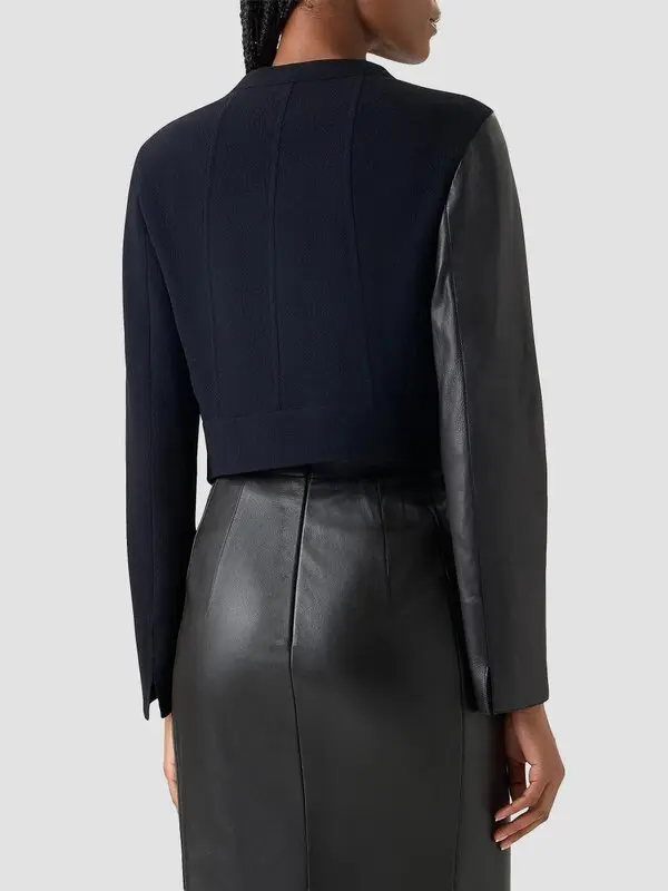 Akris Hynora Leather-inset Virgin Wool Jacket