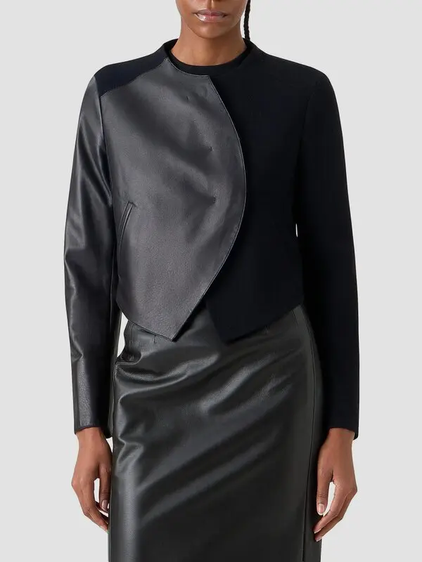 Akris Hynora Leather-inset Virgin Wool Jacket