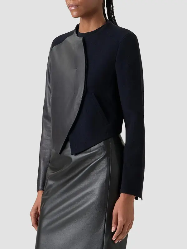 Akris Hynora Leather-inset Virgin Wool Jacket