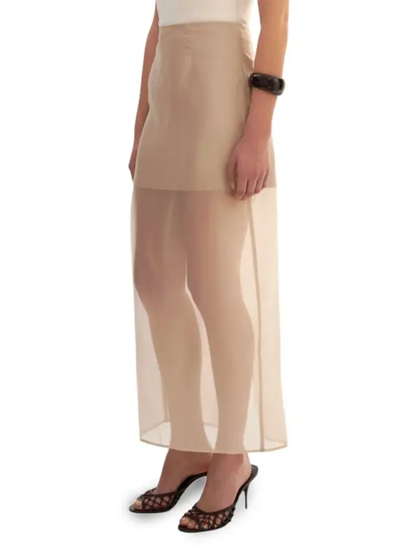 LAMARQUE Farley Sheer Maxi Skirt - Beige