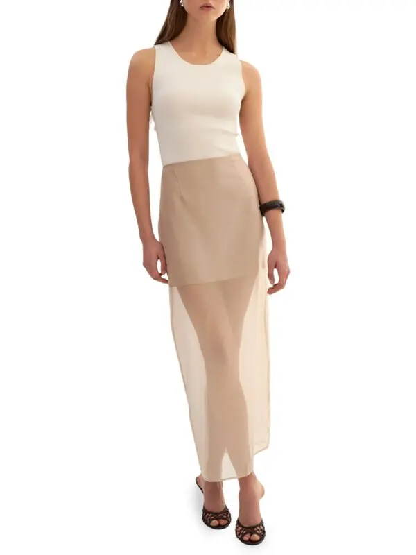 LAMARQUE Farley Sheer Maxi Skirt - Beige