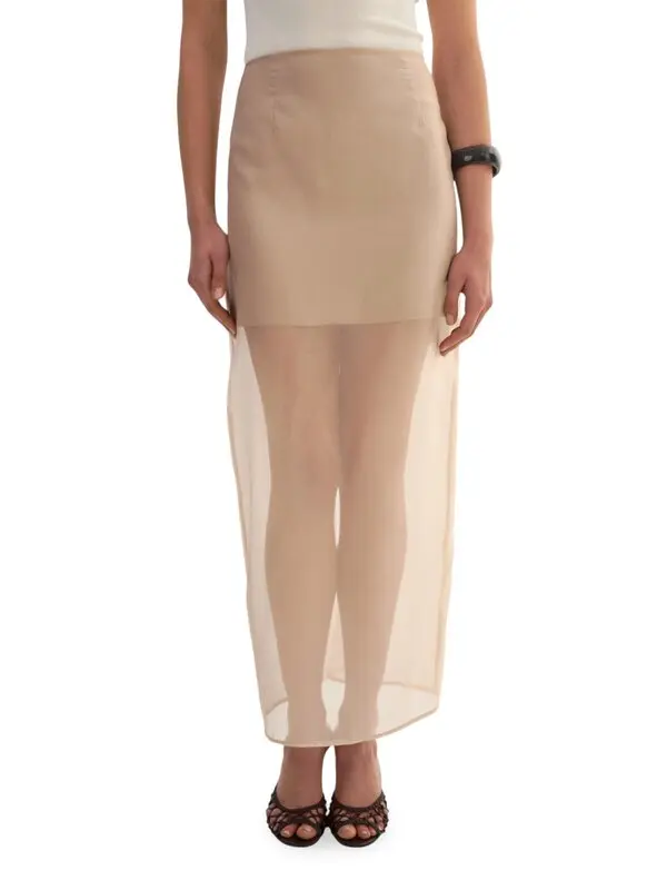 LAMARQUE Farley Sheer Maxi Skirt - Beige
