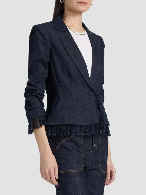 Cinq À Sept Roxie Lace-trim Denim Jacket